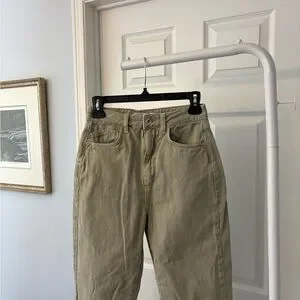 Zara | Jeans | Zara High Rise Olive Green Mom Jeans Ankle Length Size 2 ...